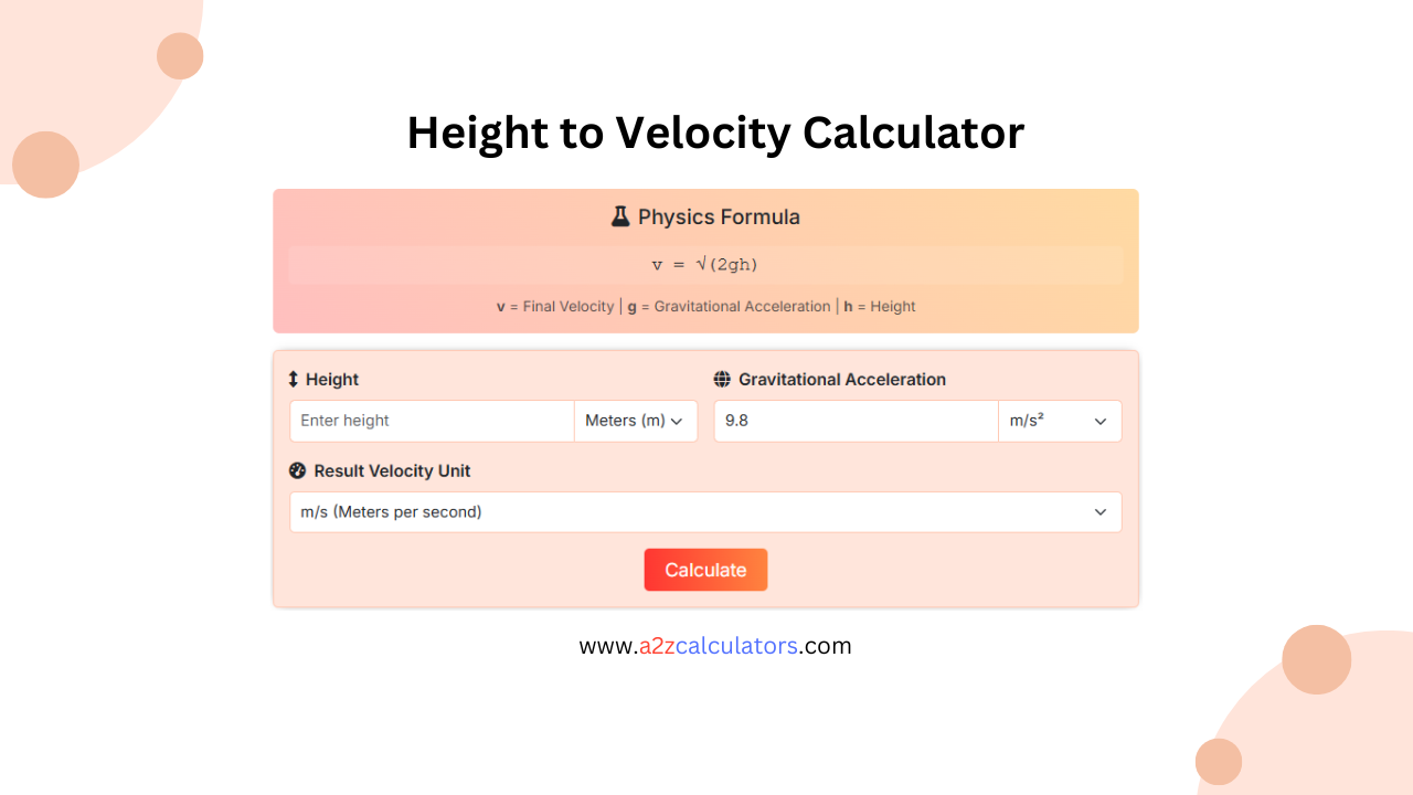 Height to Velocity Calculator