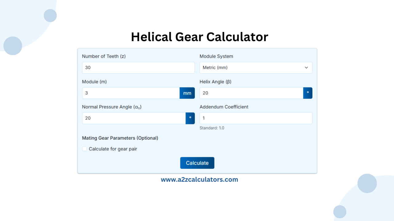 Helical Gear Calculator