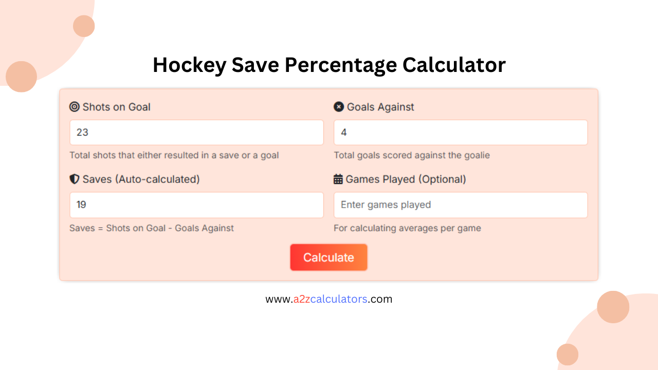Hockey Save Percentage Calculator