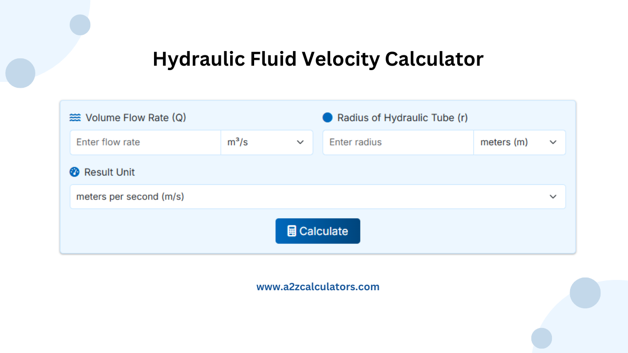 Hydraulic Fluid Velocity Calculator