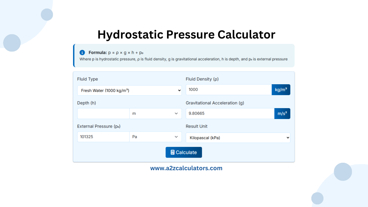 Hydrostatic Pressure Calculator