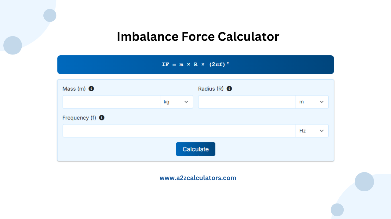 Imbalance Force Calculator