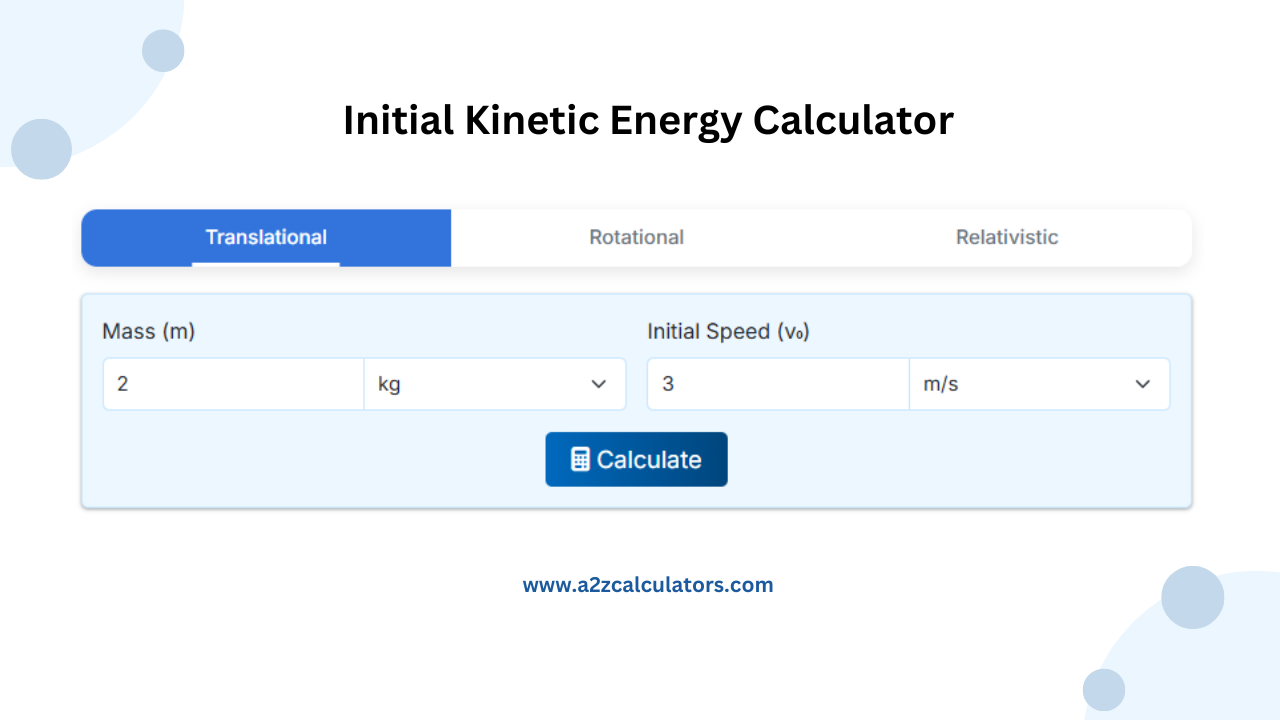 Initial Kinetic Energy Calculator