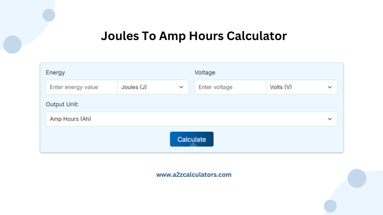 Joules To Amp Hours Calculator
