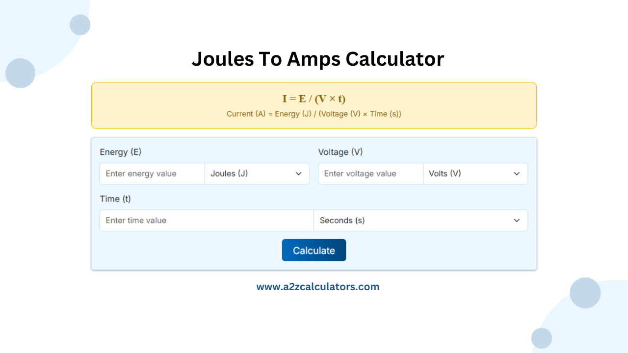 Joules To Amps Calculator