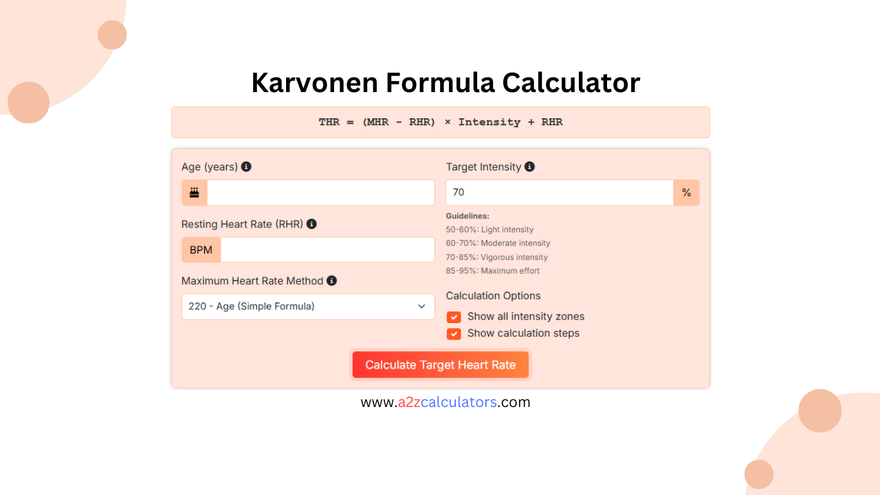 Karvonen Formula Calculator