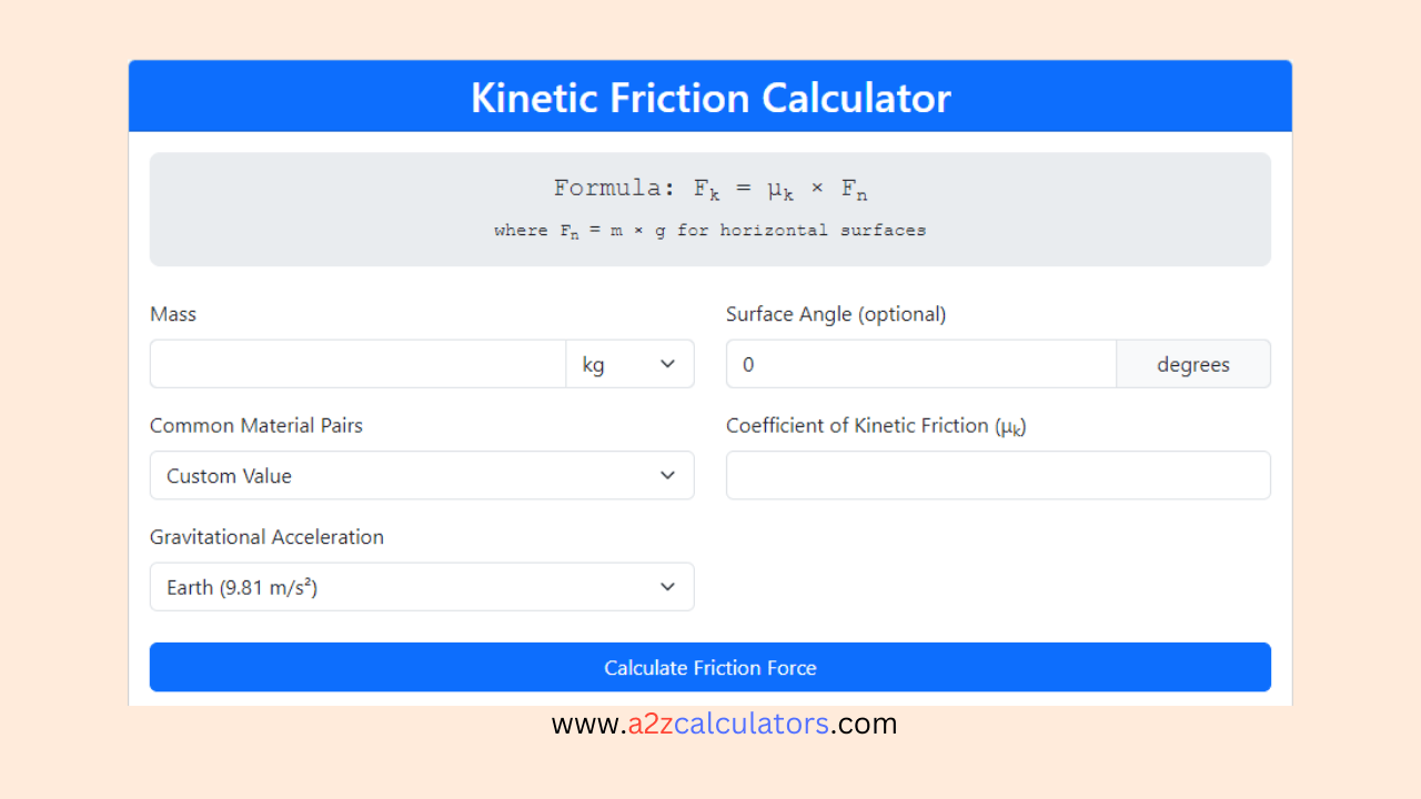 Kinetic Friction Calculator