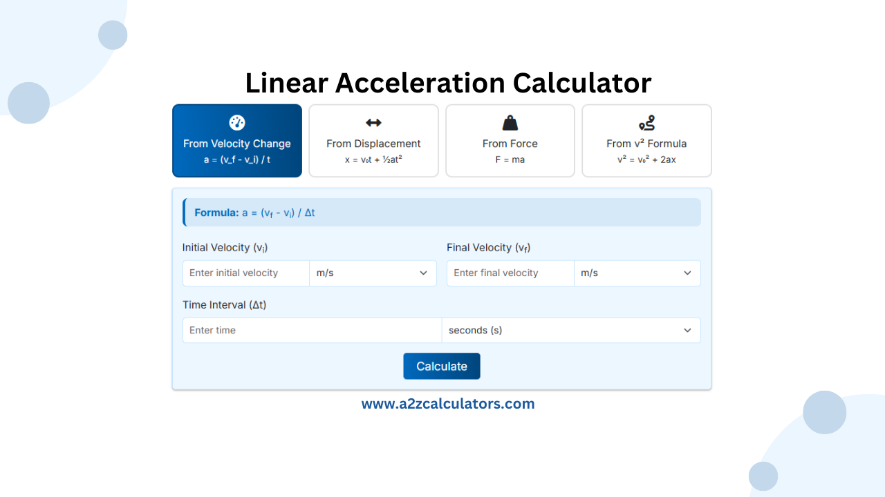 Linear Acceleration Calculator