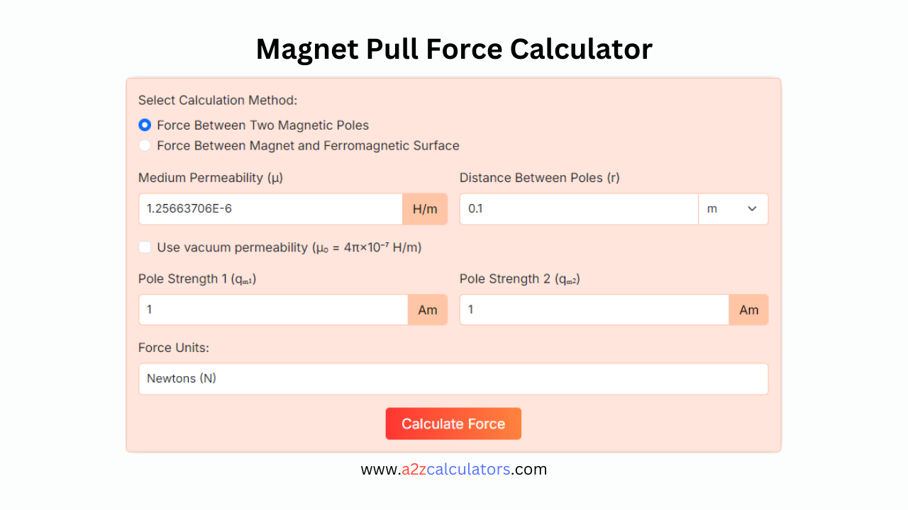 Magnet Pull Force Calculator