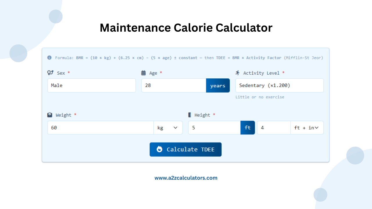 Maintenance Calorie Calculator