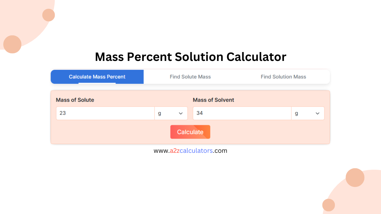 Mass Percent Solution Calculator