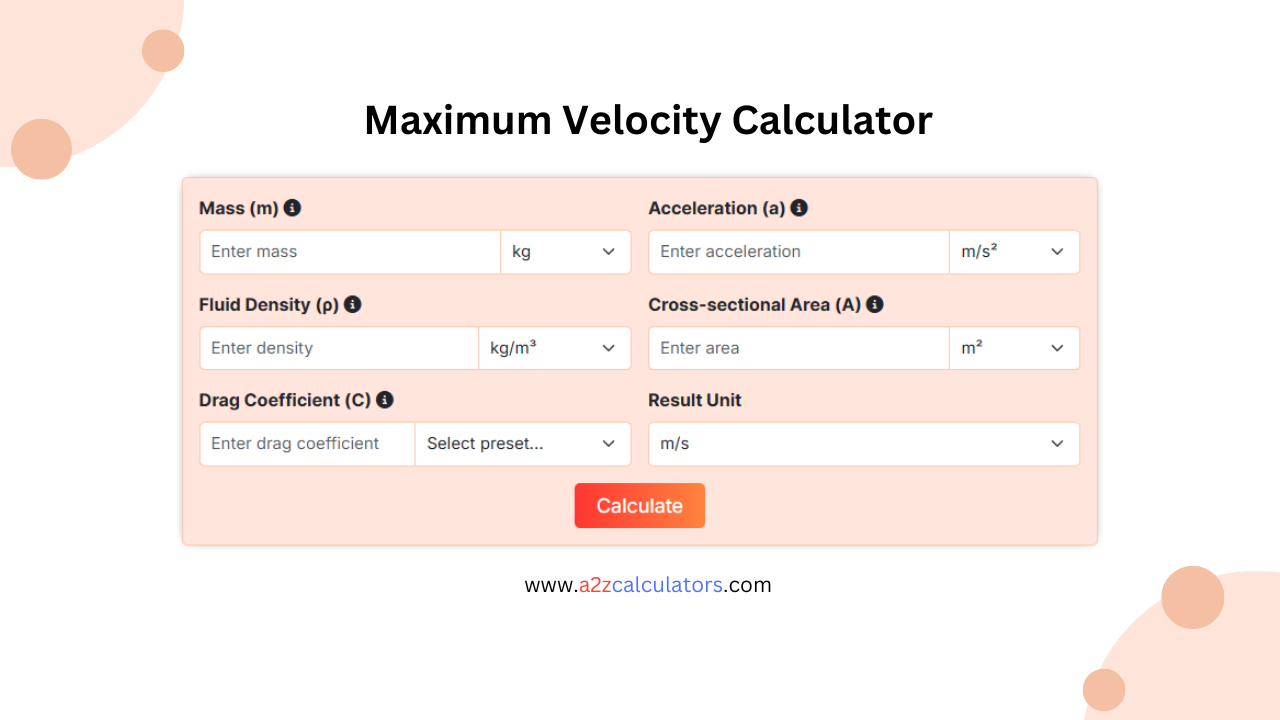 Maximum Velocity Calculator