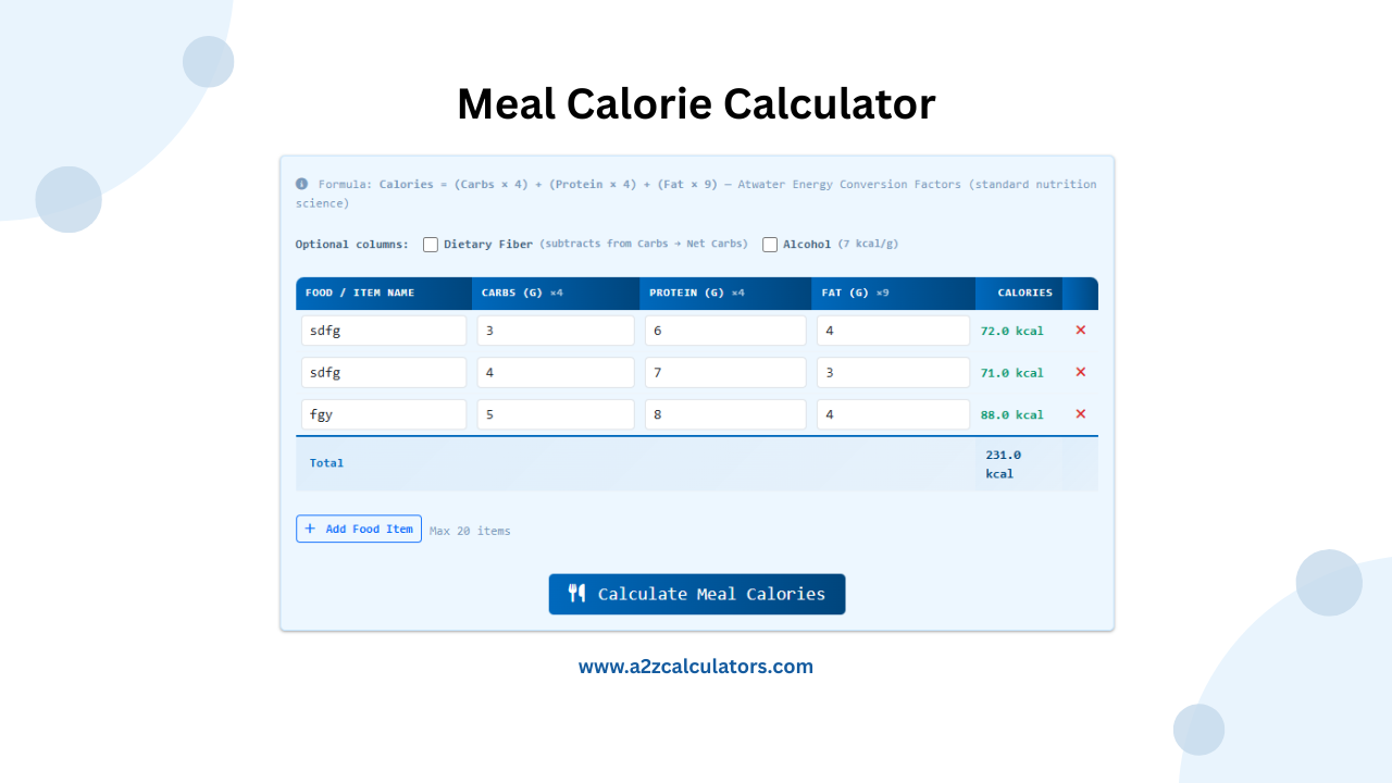 Meal Calorie Calculator