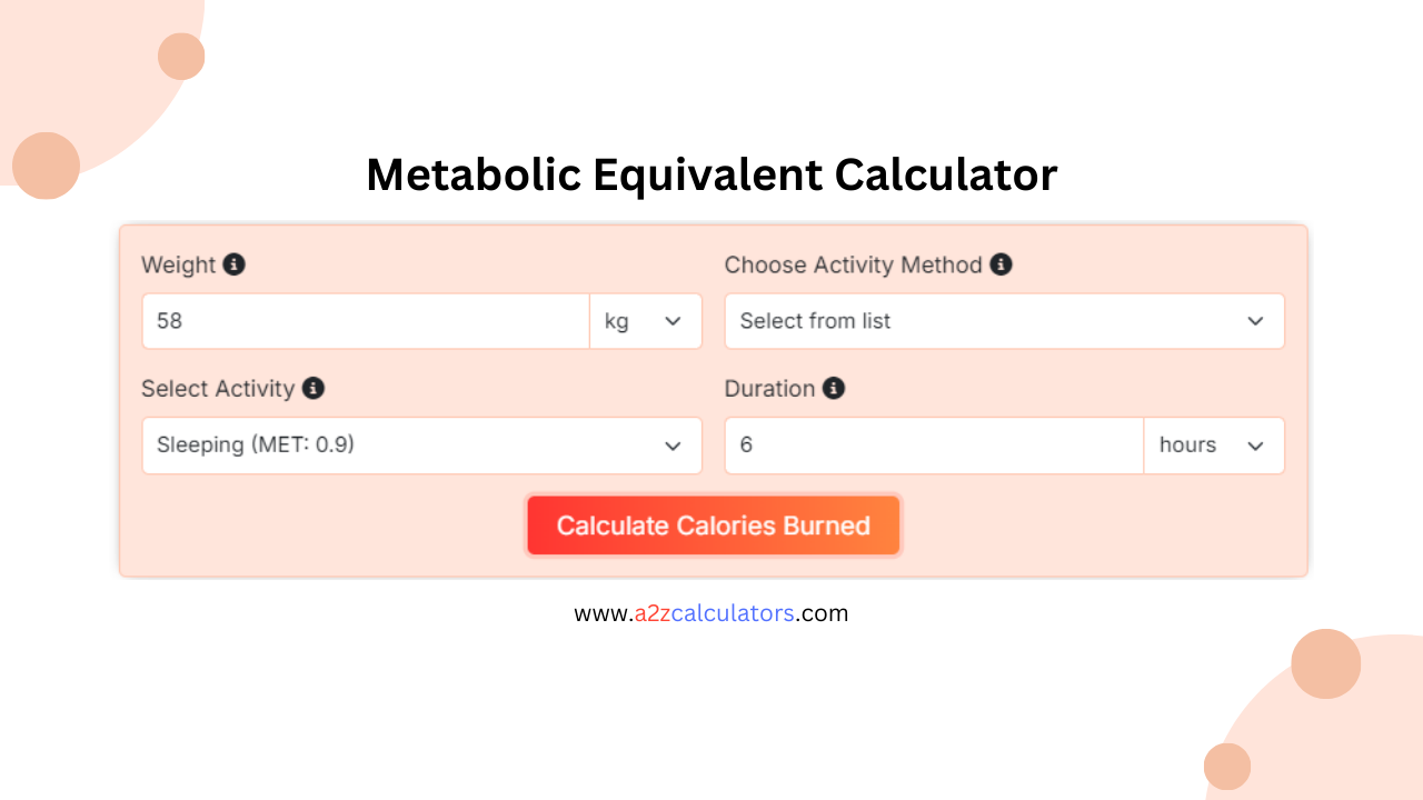 Metabolic Equivalent Calculator