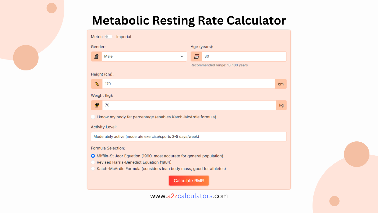 Metabolic Resting Rate Calculator