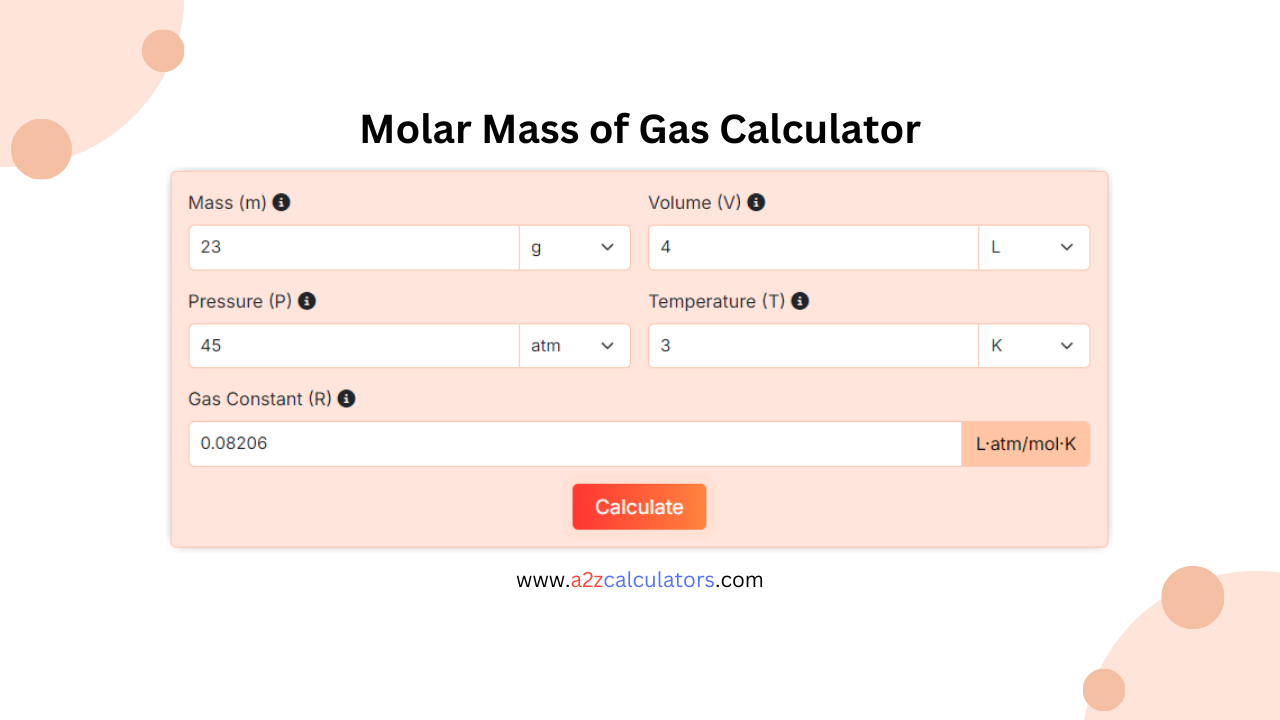 Molar Mass of Gas Calculator