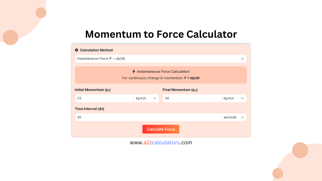 Momentum to Force Calculator