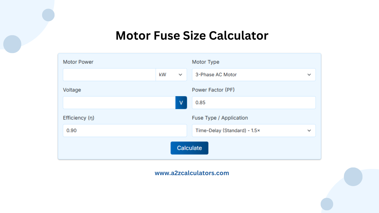 Motor Fuse Size Calculator