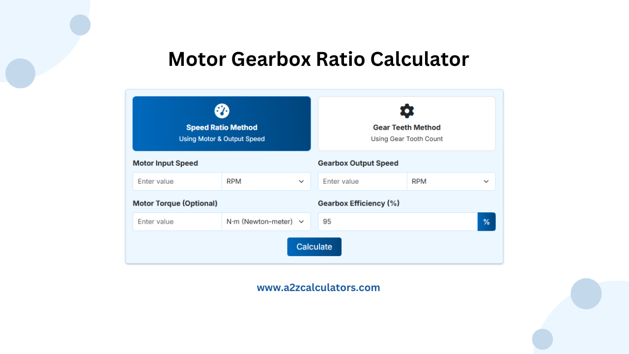 Motor Gearbox Ratio Calculator