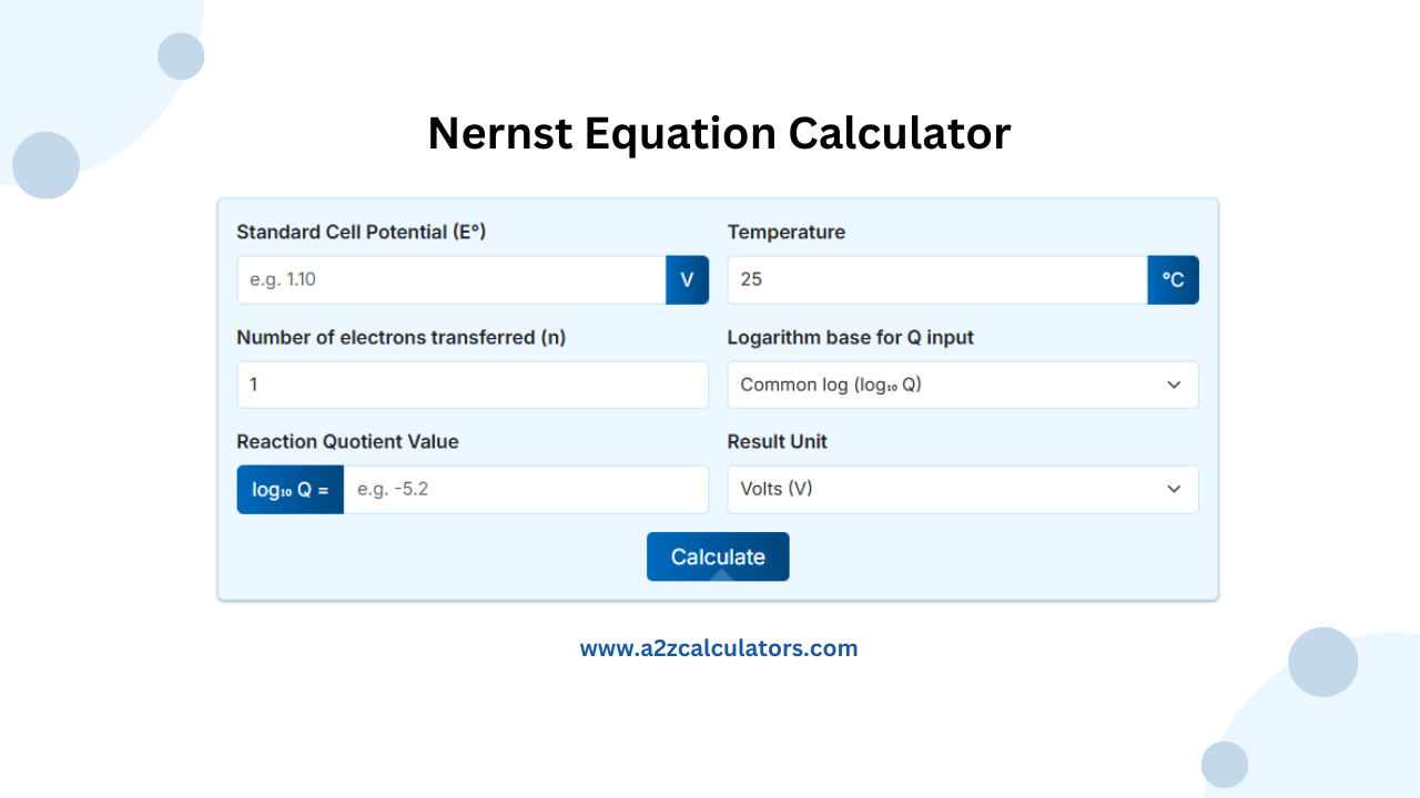 Nernst Equation Calculator