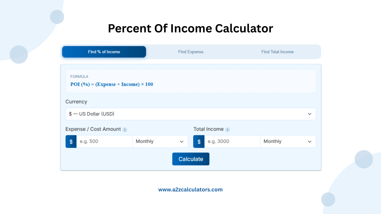 Percent Of Income Calculator