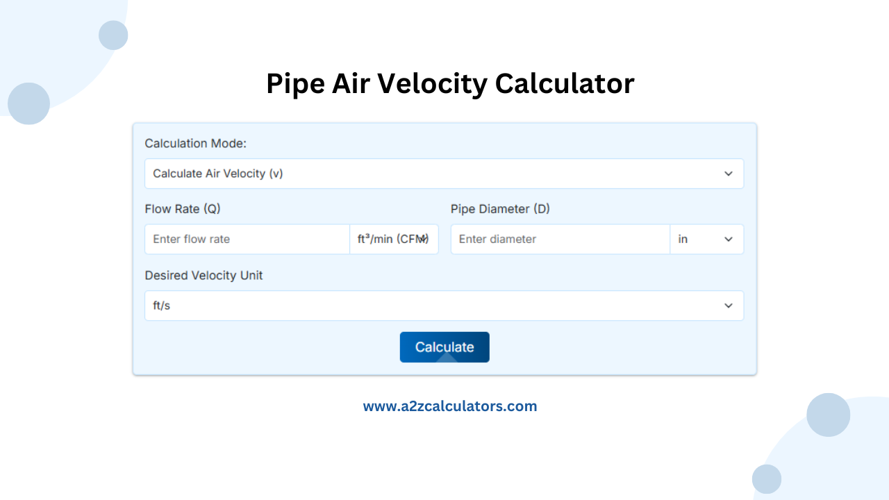 Pipe Air Velocity Calculator