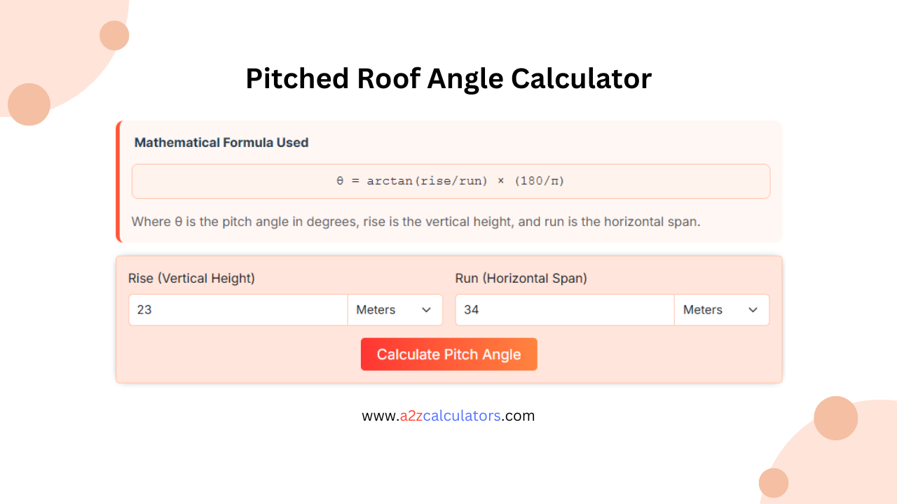 Pitched Roof Angle Calculator