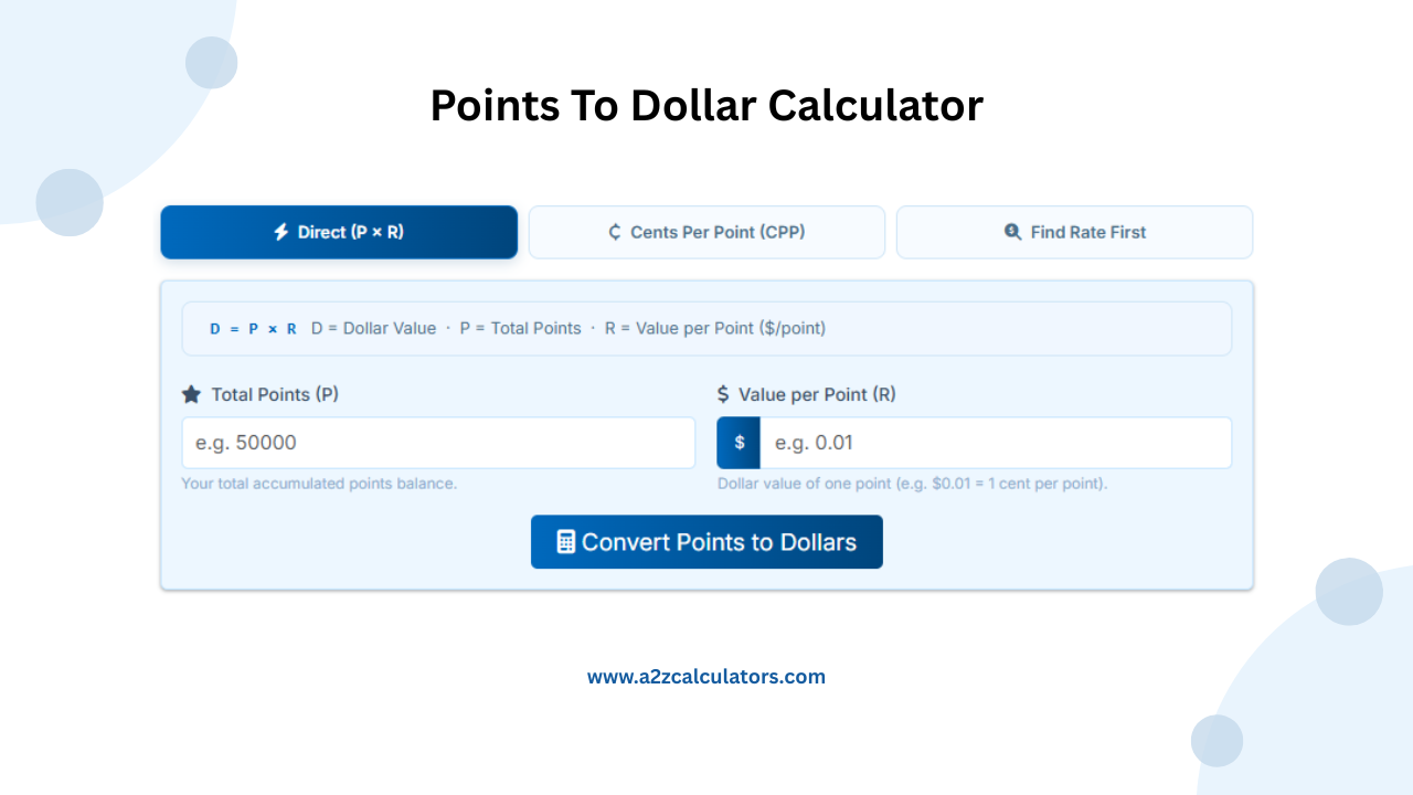 Points To Dollar Calculator
