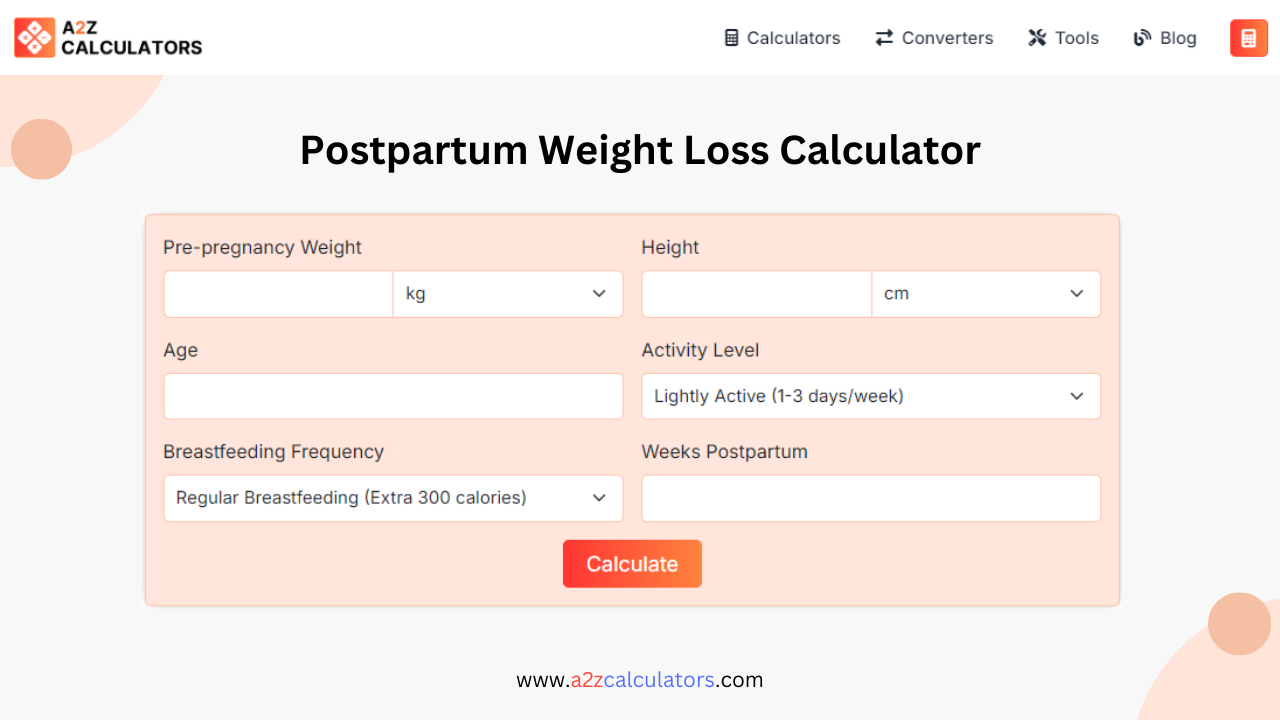 Postpartum Weight Loss Calculator