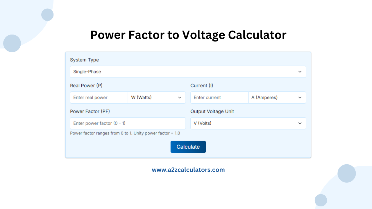 Power Factor to Voltage Calculator