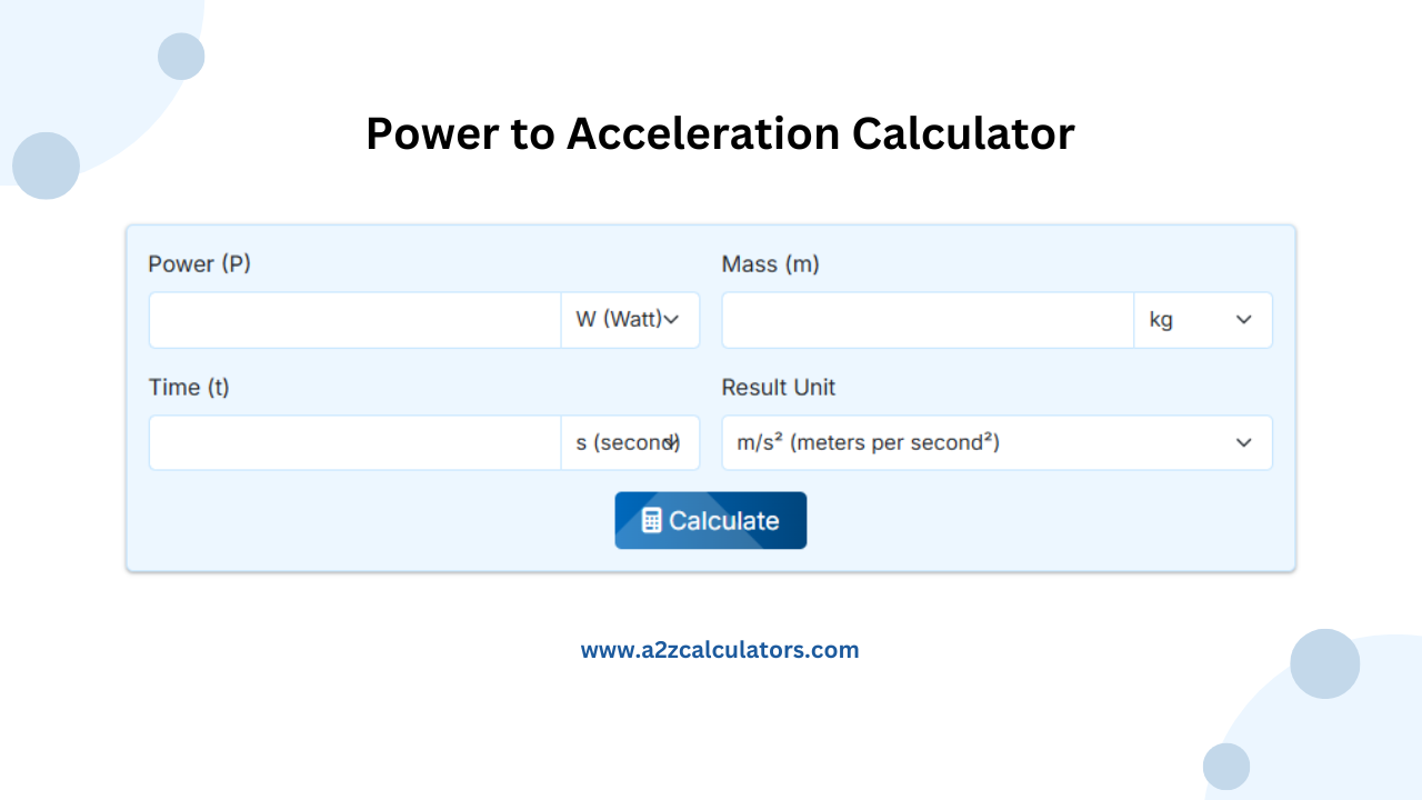 Power to Acceleration Calculator