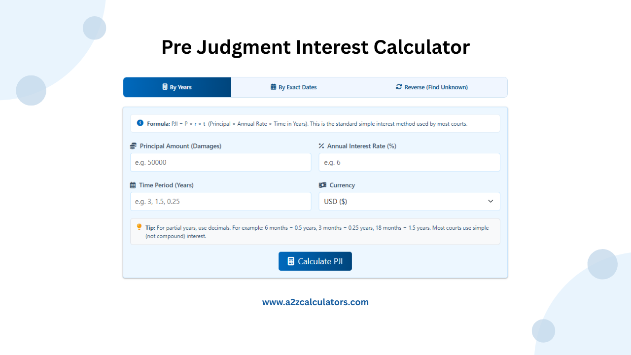 Pre Judgment Interest Calculator