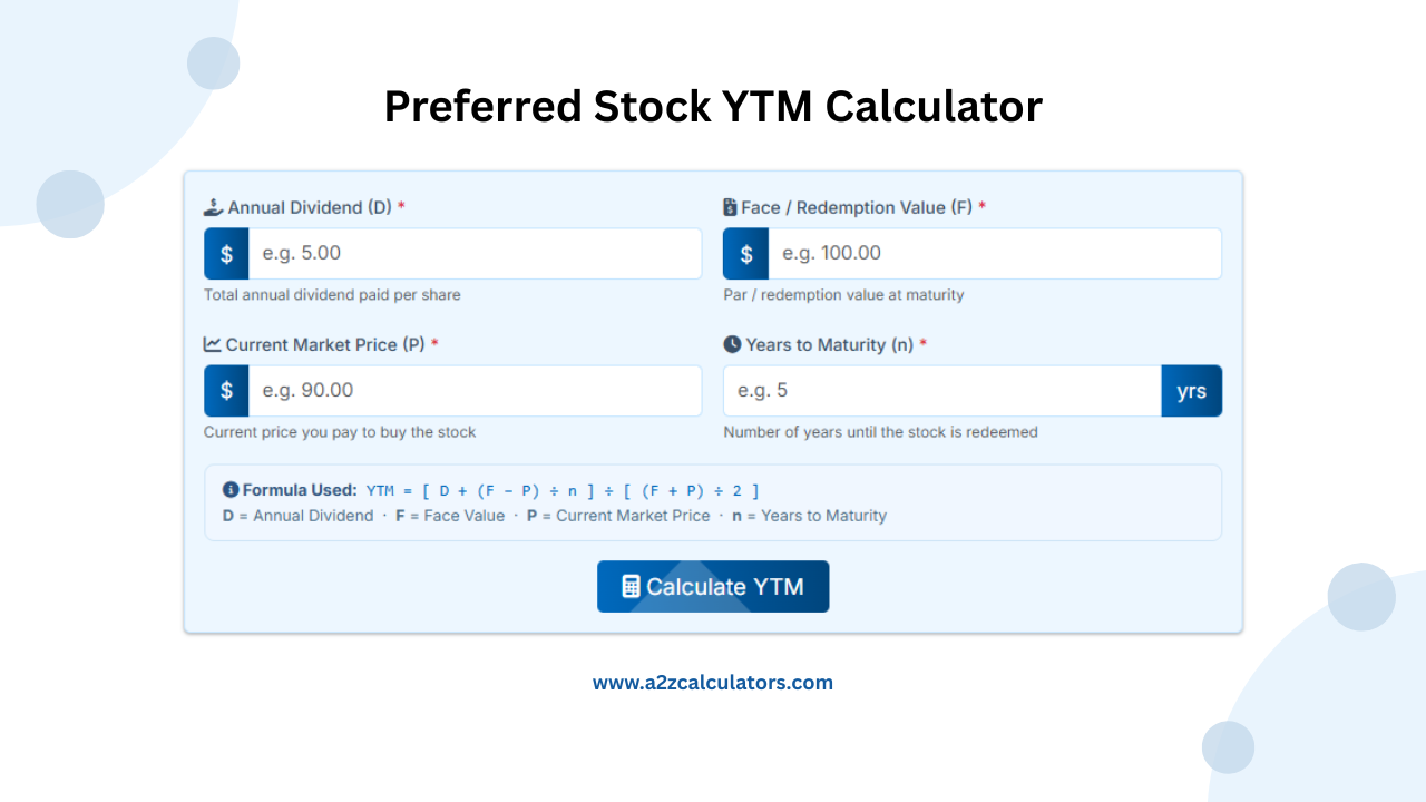 Preferred Stock YTM Calculator