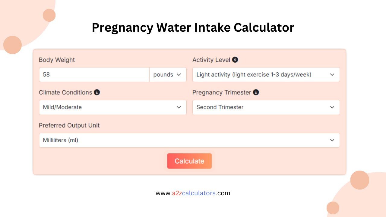 Pregnancy Water Intake Calculator