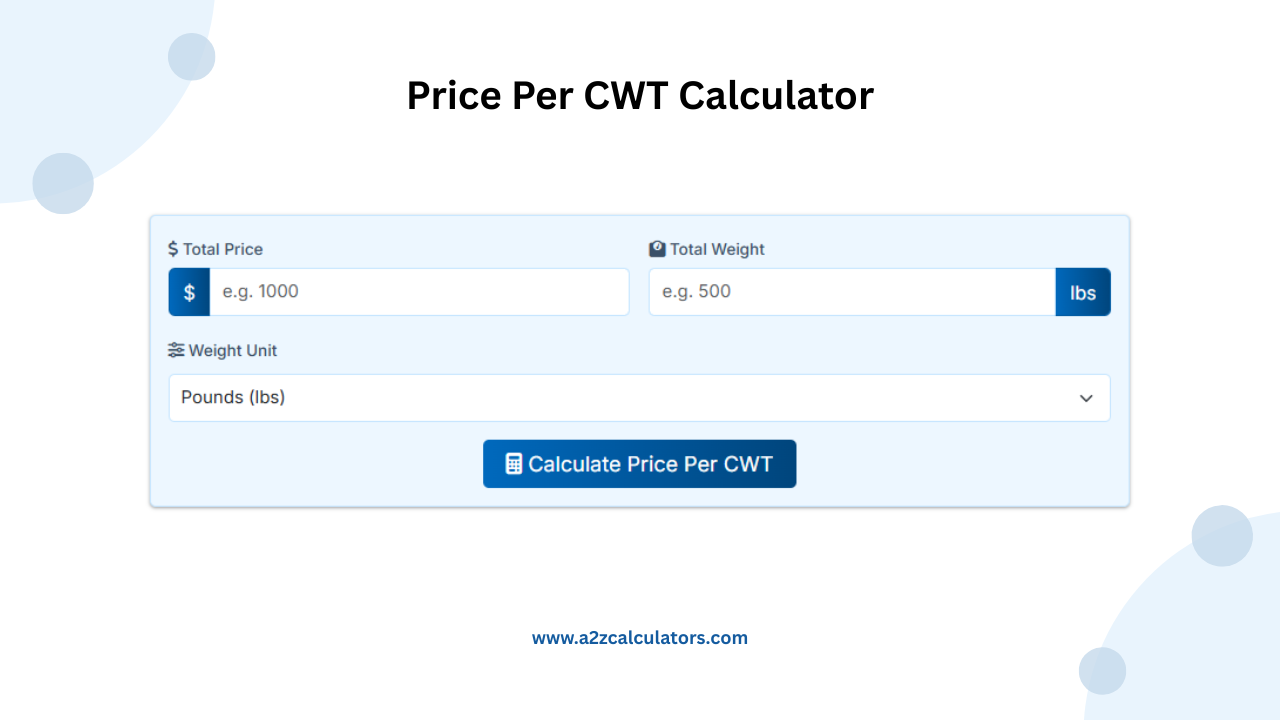 Price Per CWT Calculator