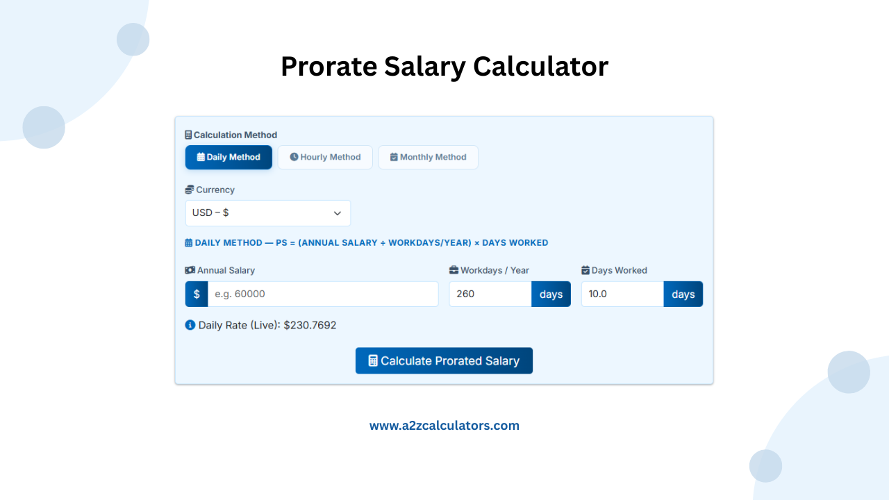 Prorate Salary Calculator