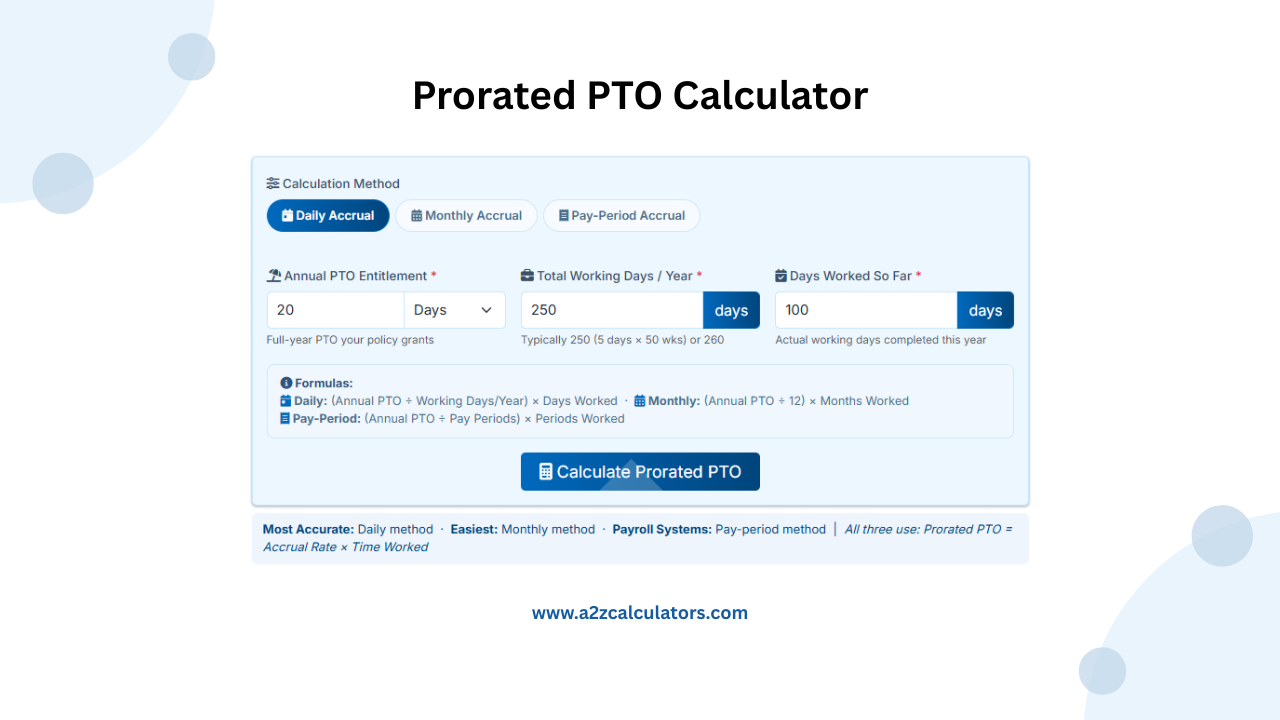 Prorated PTO Calculator