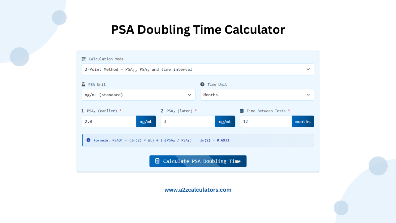 PSA Doubling Time Calculator