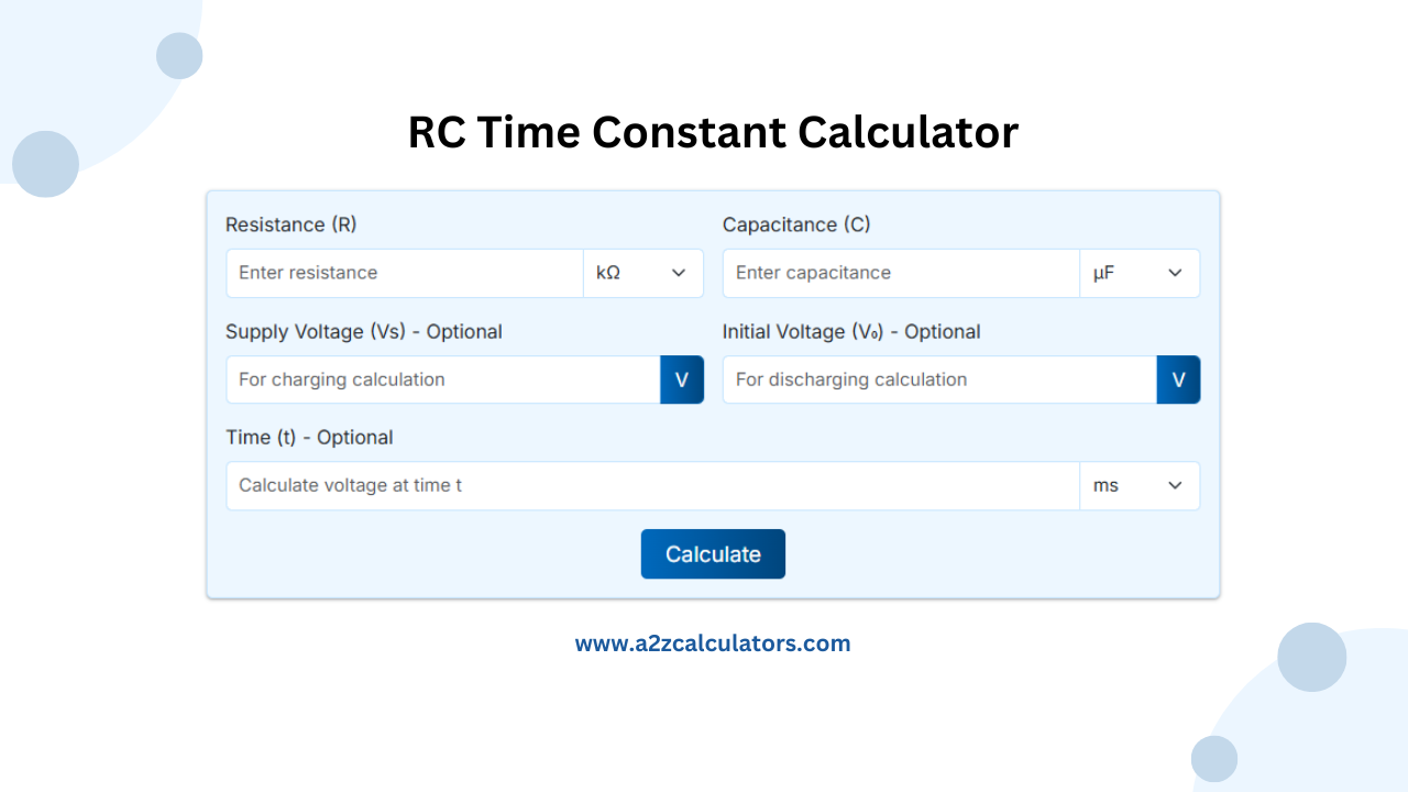 RC Time Constant Calculator