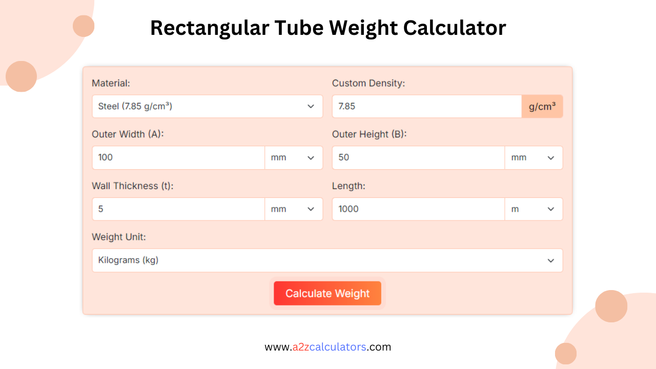 Rectangular Tube Weight Calculator