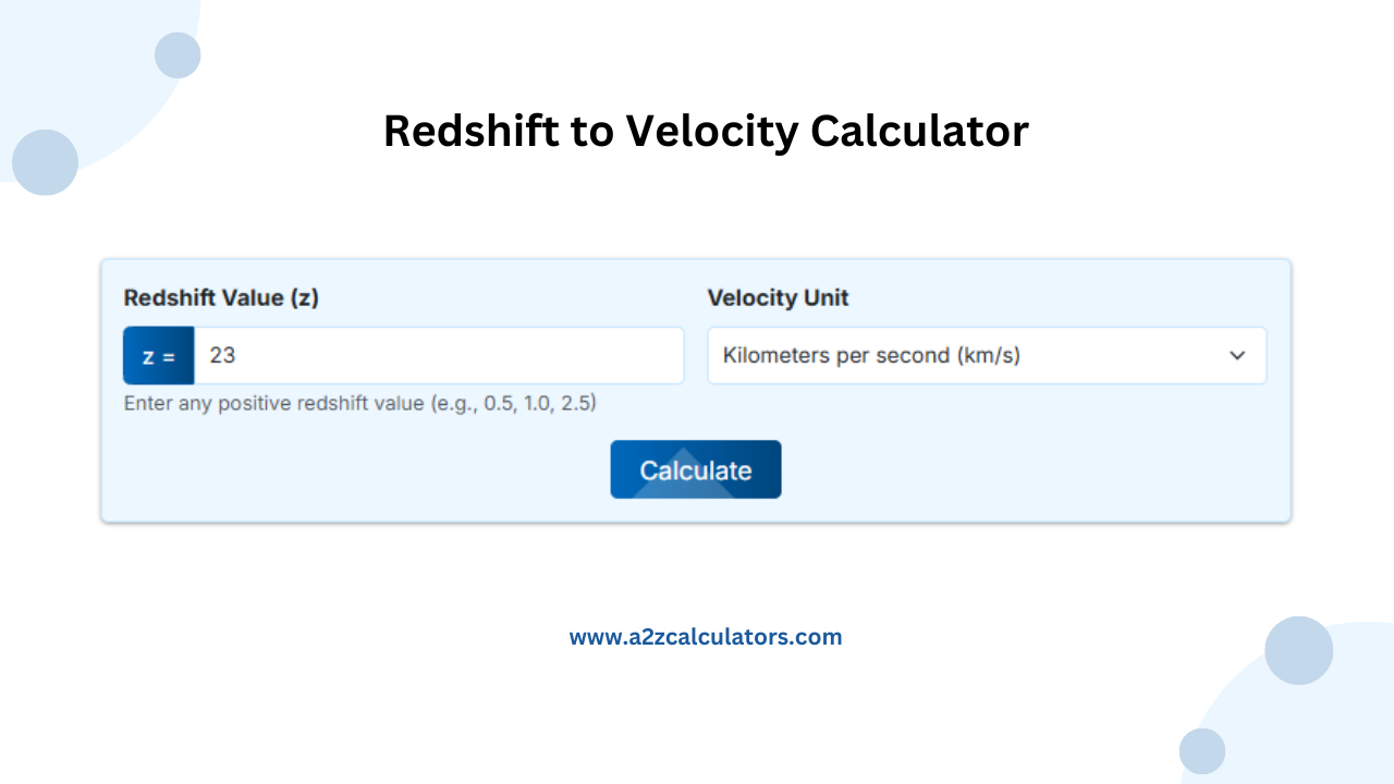 Redshift to Velocity Calculator