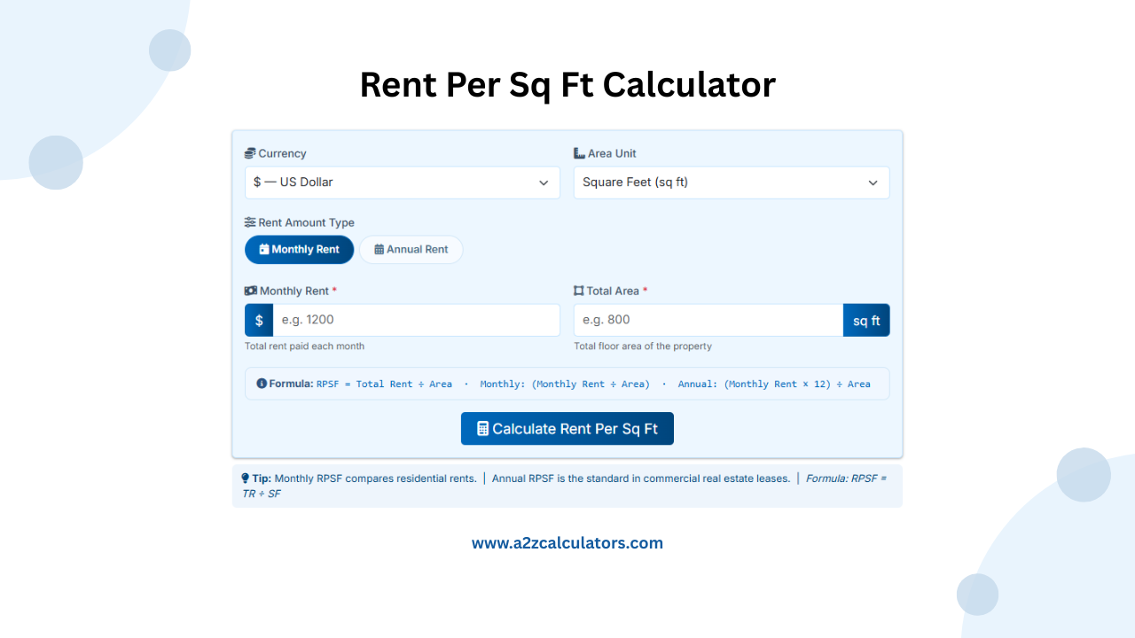 Rent Per Sq Ft Calculator