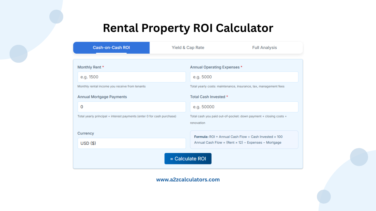 Rental Property ROI Calculator