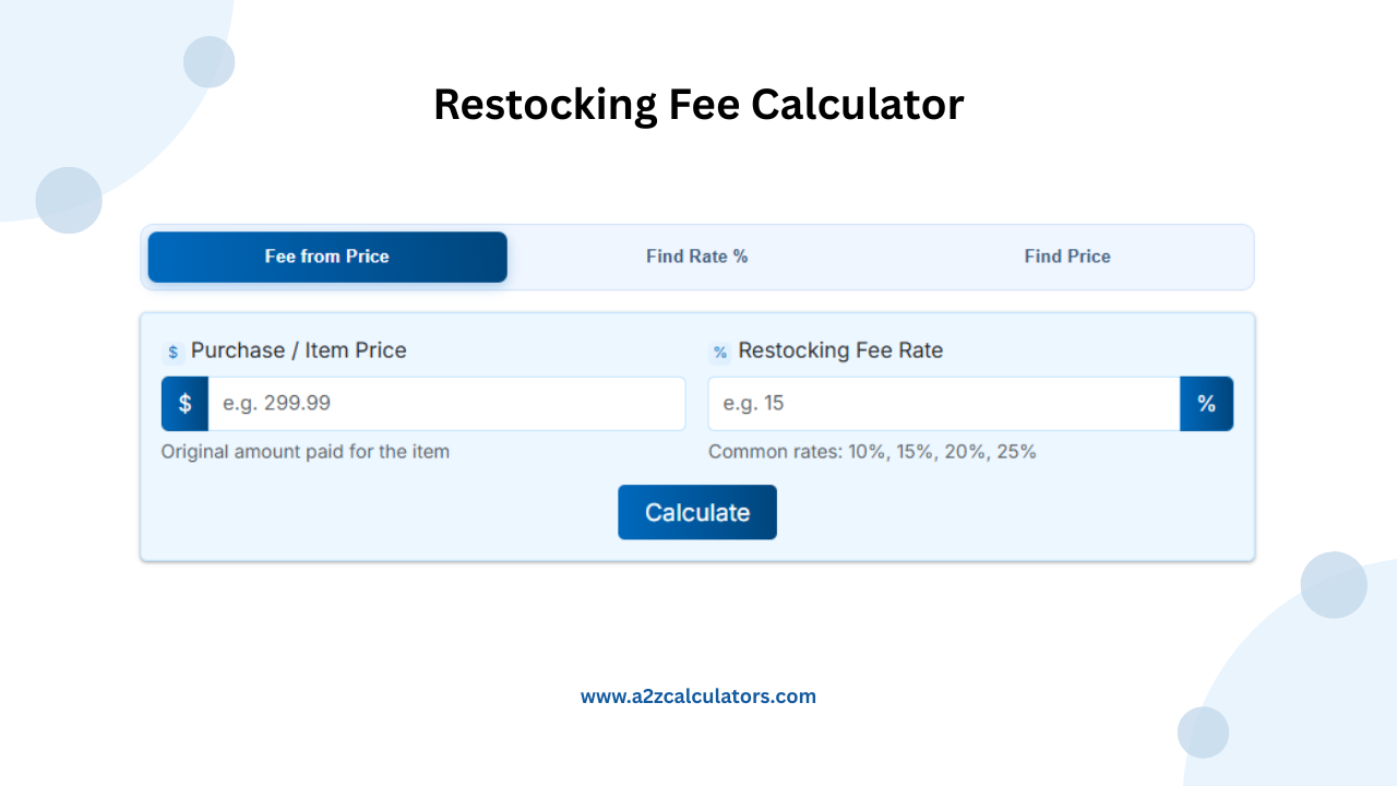 Restocking Fee Calculator