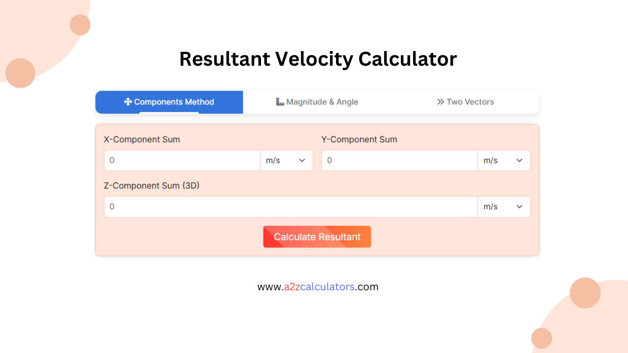 Resultant Velocity Calculator