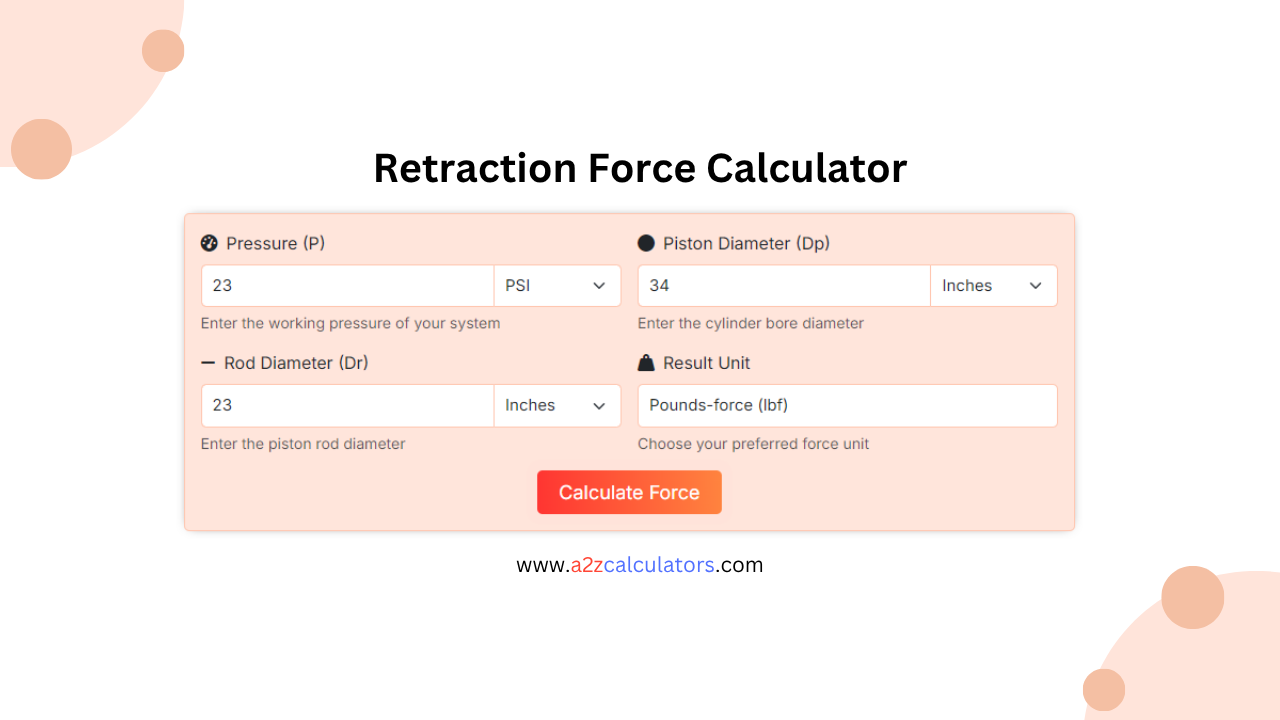 Retraction Force Calculator
