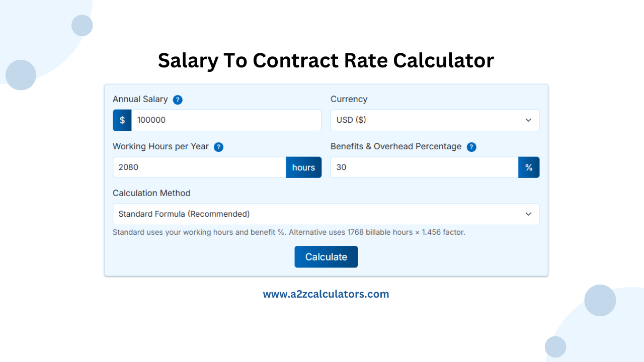 Salary To Contract Rate Calculator