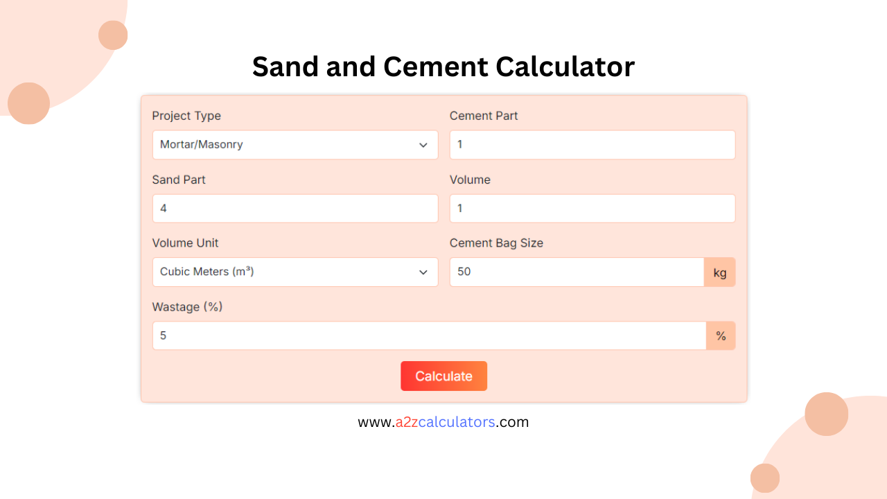Sand and Cement Calculator