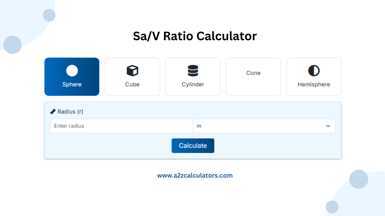 Sa/V Ratio Calculator