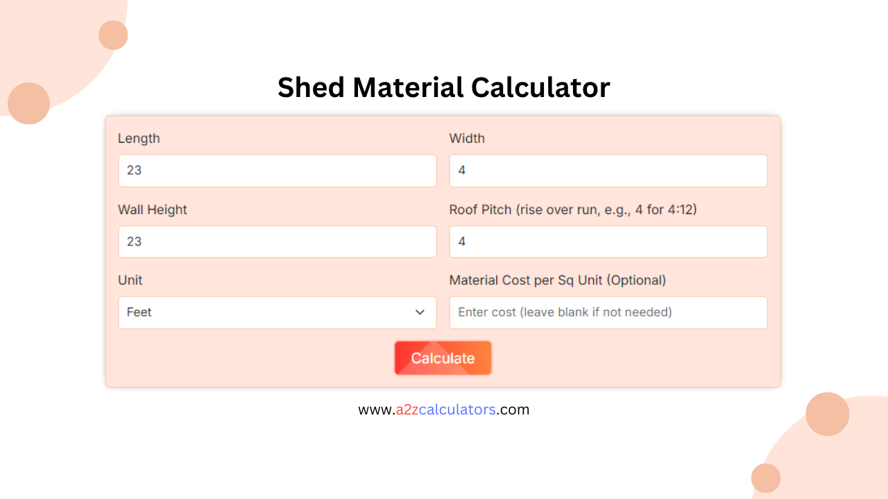 Shed Material Calculator